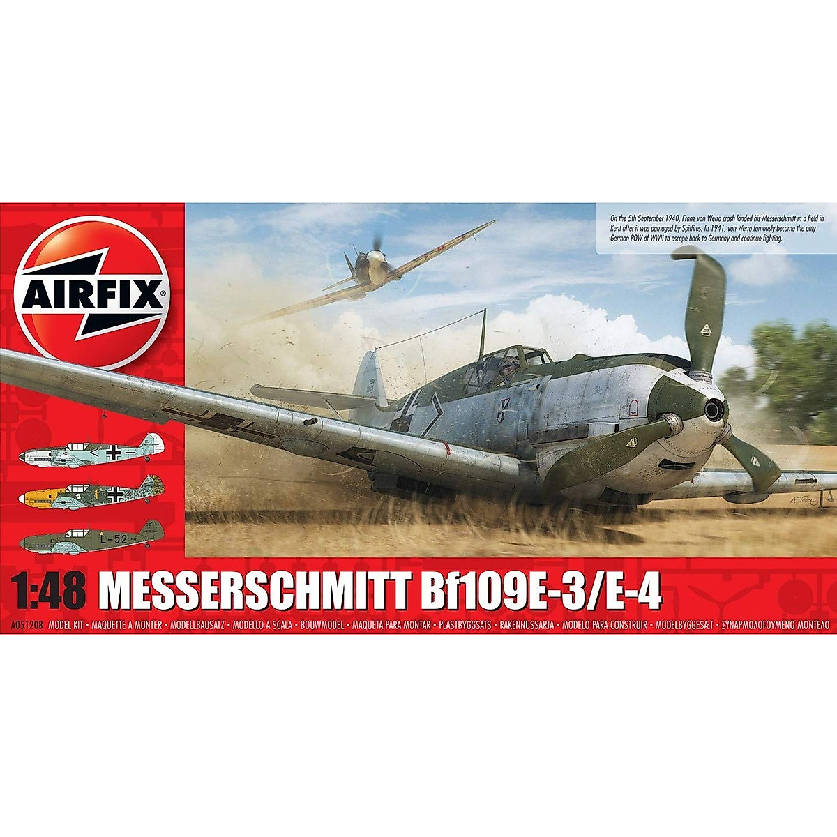 Airfix Quickbuild Messerschmitt Bf109E-4 / E-1 1:48 Military Aviation Plastic Model Kit A05120B, Multicolor