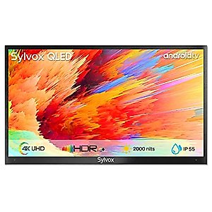 SYLVOX Outdoor TV, 4K QLED Outdoor TV 55 inch 2000 Nits Full Sun, Outdoor Smart Television with Voice Control & Chromecast Built-in, IP55 Weatherproof TV for Outside (Pool Pro QLED Series)