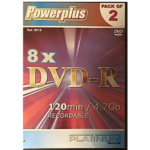 Powerplus 8X DVD-R Twin Pack in DVD Case 120 Min/ 4.7Gb Recordable