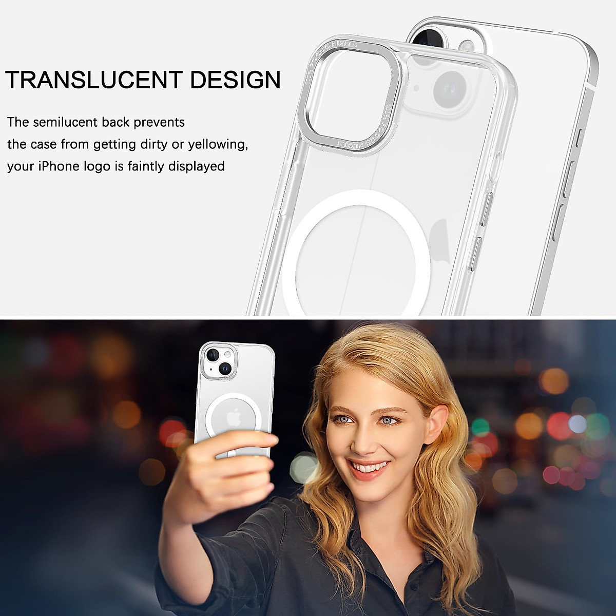 BENTOBEN Magnetic for iPhone 13 Case & iPhone 14 Case [Compatible with Magsafe] Translucent Matte Phone Case iPhone 13/14 Slim Shockproof Women Men Protective Cover for iPhone 13/14 6.1", White