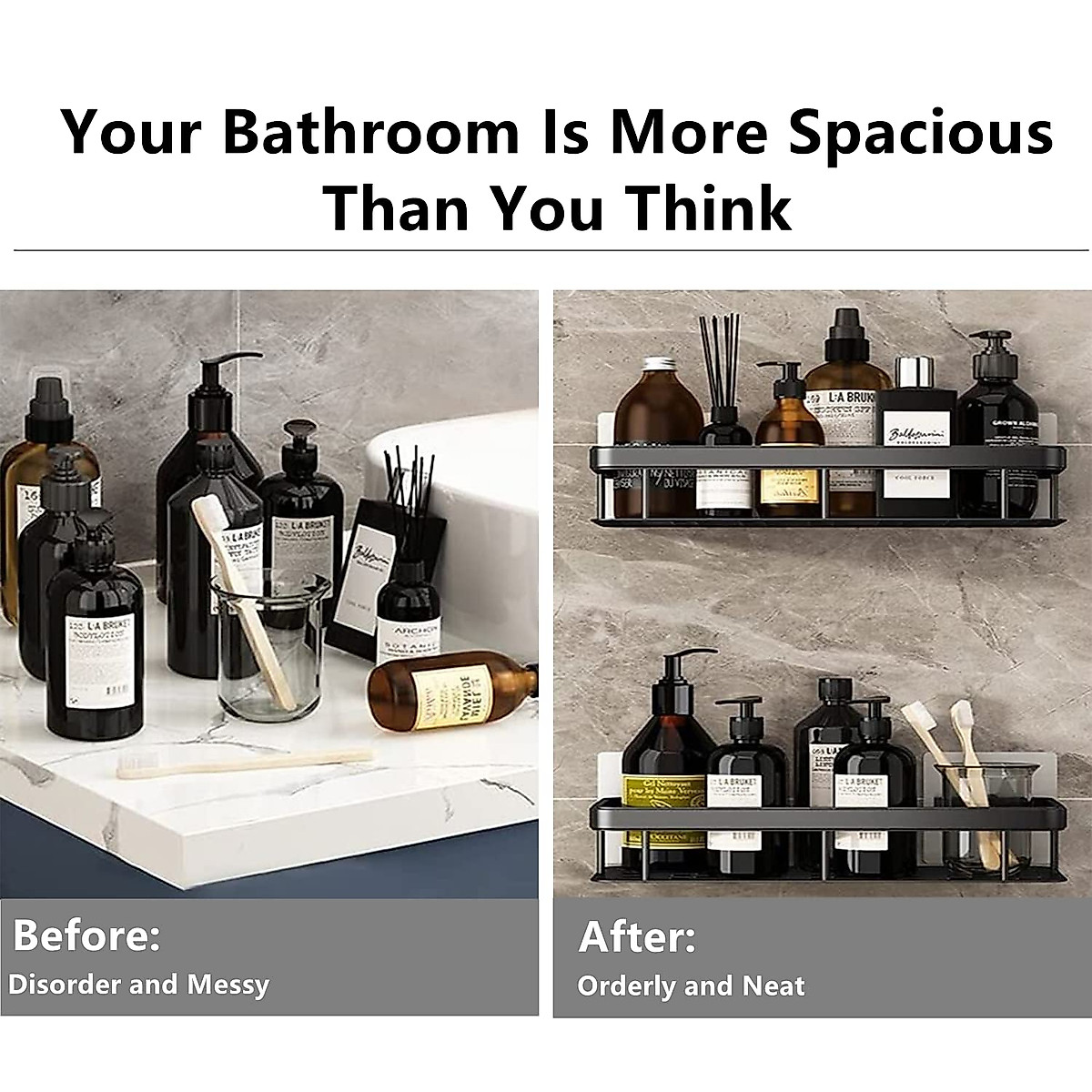 2 Pack Shower Caddy Shelf Organizer with 1 Soap Dish Holder Upgraded No Drilling Adhesive Wall Mounted Shower Caddy Basket Shelves Shower Storage Organizer Rack for Bathroom Kitchen (Matt Black)