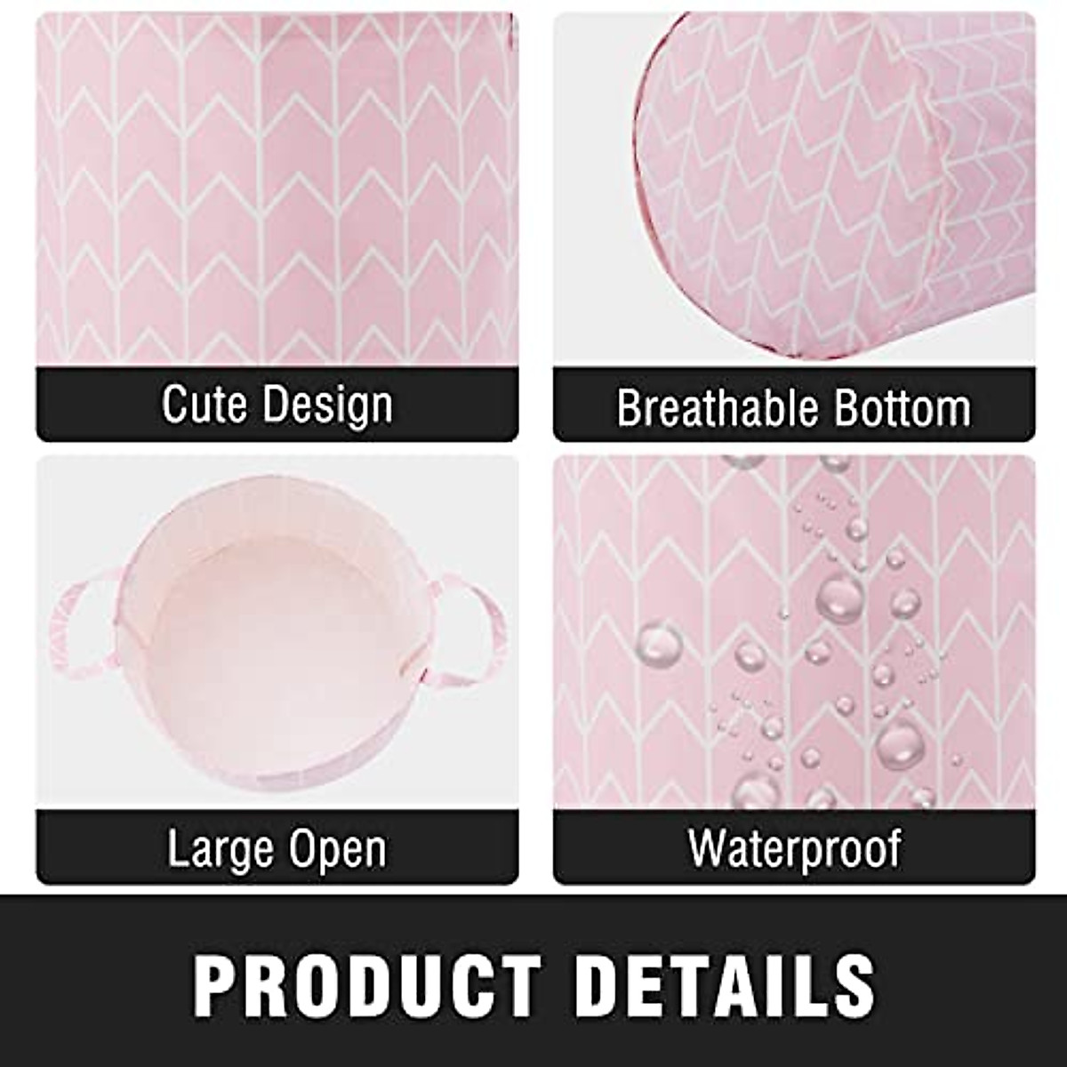 Large Storage Basket for Girls and Boys, Collapsible Laundry Hamper with Long Handles, Toy Bins for Nursery, Kids Room Décor