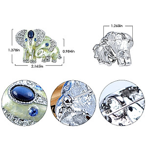 Alilang Crystal Sapphire Eyed Pearlescent Paint Elephants Pin Brooch