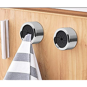 6 Towel Holders Towel Hooks Round Chrome Easy Installation Wall Mount for Kitchen Bathroom Cabinet Garage Hand Dish Shower Outdoor Towel No Drilling