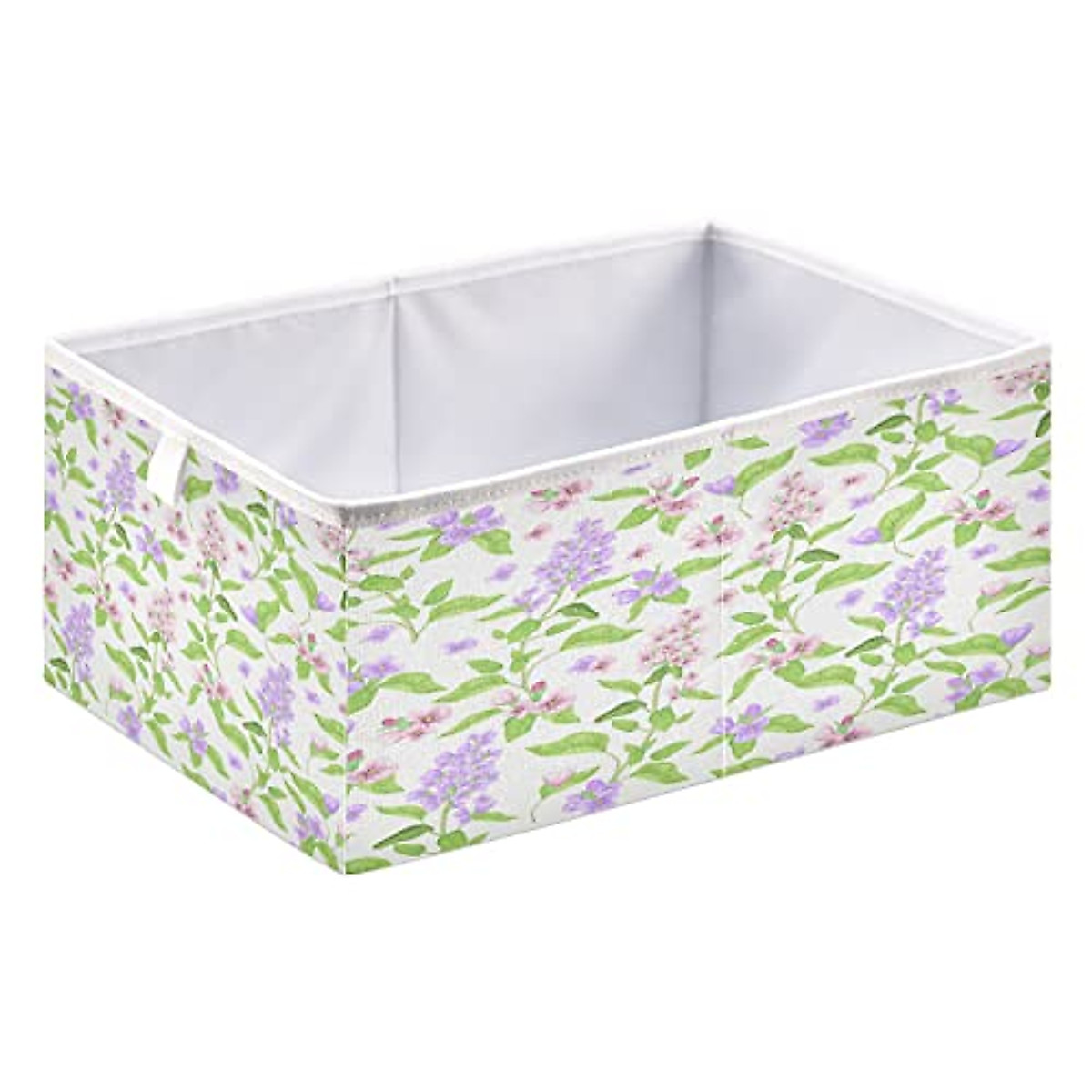 Kigai Purple Pink Flowers Rectangular Storage Bins - 15.8 x 10.6 x 7 in Large Foldable Rectangular Organizer Storage Basket for Home Office, Nursery, Shelf, Closet