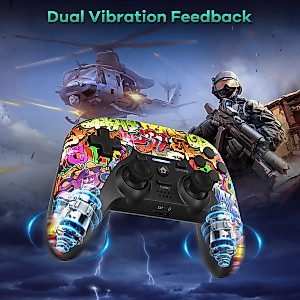 Choopp PS4 Controller, Compatible with PS4/Slim/Pro, Wireless PS4 Controller with Turbo Function, 1000mAh Battery, 6-Axis Motion-Sensing, Dual Vibration, Audio Jack, Touch Pad, Share Button