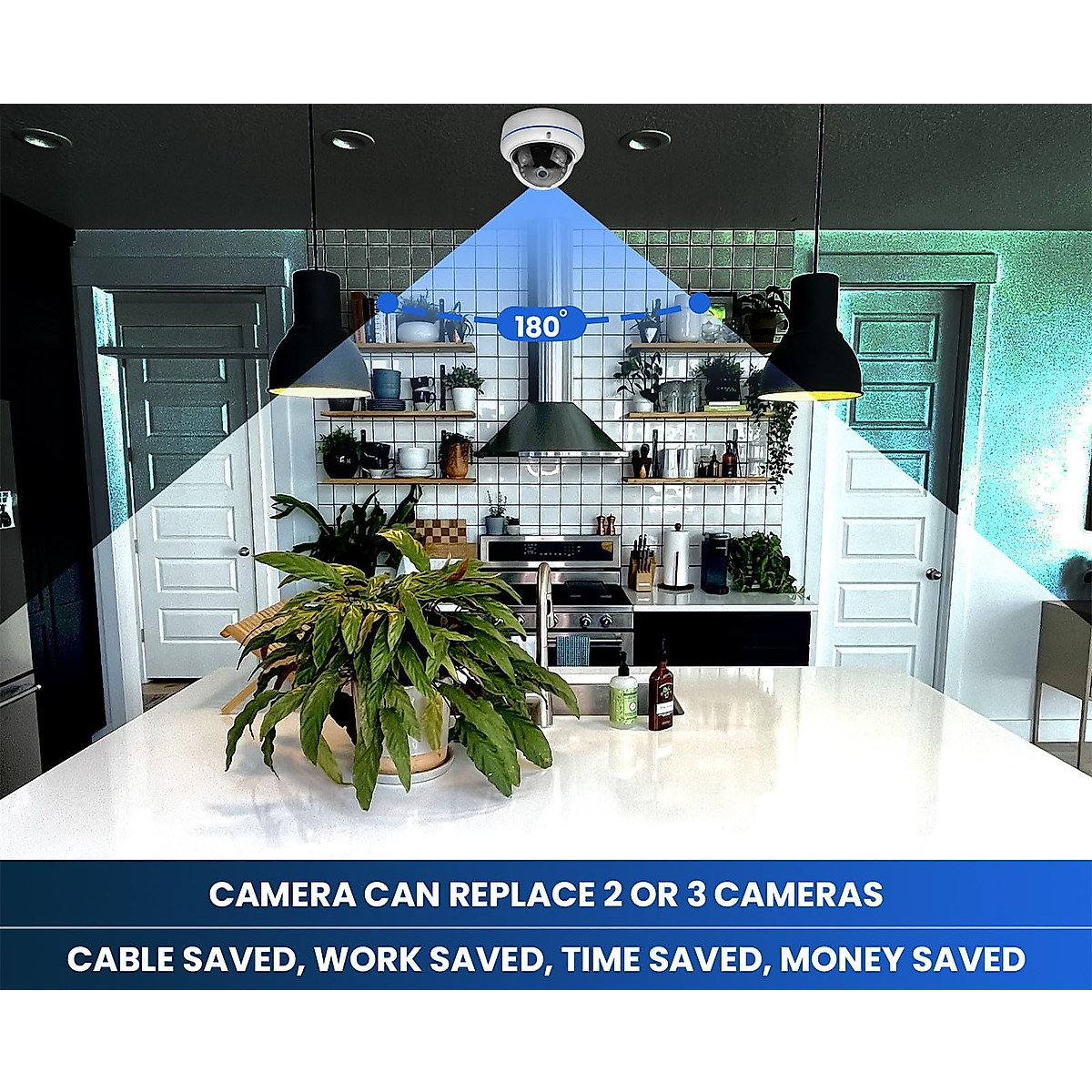 DCSEC HD 1080P 2MP 180 Degree Surveillance Security Camera Wired Coax Fisheye 1.7mm Lens Super Wide Angle Dome Camera Outdoor 4 in 1 (TVI/AHD/CVI/BNC Real Hybrid Analog CCTV Cameras) IR Night Vision