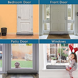 Anze Under Door Draft Stopper 40 inch Triangular Heavy Duty Draft Blocker Bottom Seal Noise Air Guard for Doors and Windows, Gray