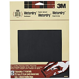 3M Wetordry Sandpaper, 9 in. x 11 in., 400 Grit, 5 Sheets/Pack