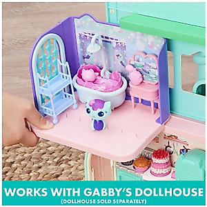 Gabby’s Dollhouse, Primp and Pamper Bathroom with Mercat Figure, 3 Accessories, 3 Furniture and 2 Deliveries, Kids Toys for Ages 3 and up