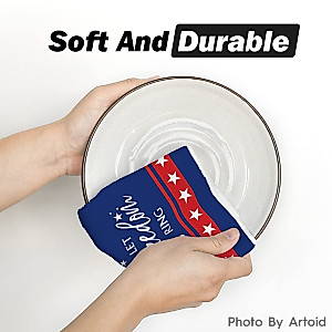 Artoid Mode Cat American Flag Stars Freedom 4th of July Kitchen Towels Dish Towels, 18x26 Inch Seasonal Decoration Hand Towels Set of 2