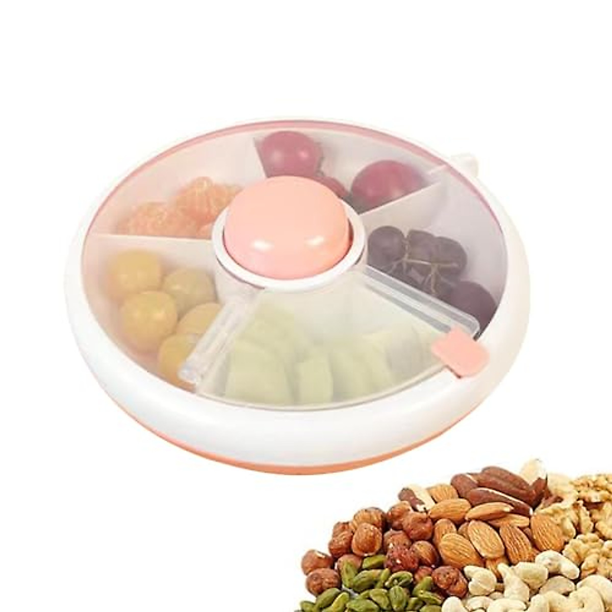 Cute Rotating Snack Box with Lid - White, Diameter: 7.09 inches, Height: 1.77 inches