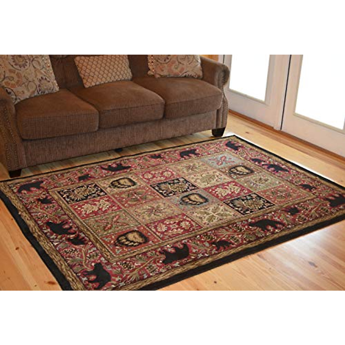 Rustic Lodge Persian Black 8x10 Area Rug, 7'10x9'10