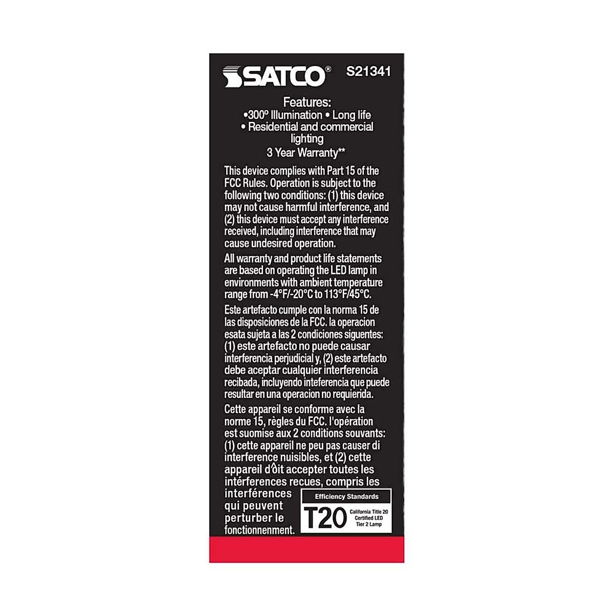 Satco S21341 2.8T6/LED/CL/940/120V/E12-6 Pack