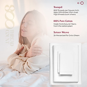 Mayfair Linen 800 TC Egyptian Cotton Sheets - 4 Piece White Color Full Size Cooling Sheet for Hot Sleepers, Soft, Breathable Bed Sheet Set, Luxury Hotel Sheets, Fits Mattress Upto 18'' DEEP Pocket