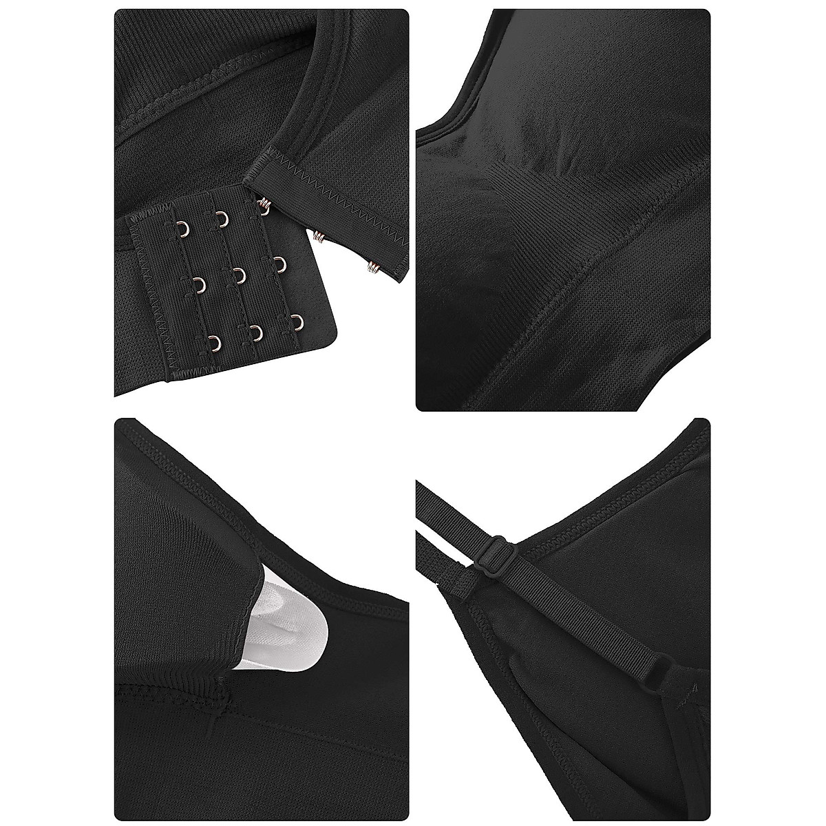 Geyoga 4 Pieces Neck Bralettes Wireless Cami Bra Tank Top Sports Bra for Women Girls(Small,Black, Dark Grey, Dark Red, Blue)