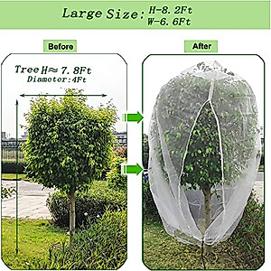 Large 6.6x8.2ft Garden Netting Plant Mulch Netting,with Zipper and Drawstring Garden Netting,Fruit Tree Netting,Protecting Fruits Flower from Birds(6.6ftx8.2ft,1PC)