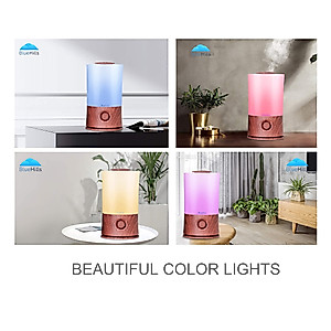 BlueHills Premium 2000 ML XL Essential Oil Diffuser Aromatherapy Humidifier for Large Room Home 40 Hour Run Huge Coverage Area 2 Liter Extra Large Capacity Diffuser High Mist Dark Wood Grain E003