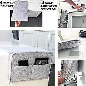 Lib Bedside Caddy, Original Design | Large Size 9.5" x 13.5" | Laptop Holder | 100% Handmade | College Room, Kids Bunk Bed, Hospital Bed | Night Hanging Storage Organizer (Light gray)