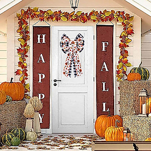 Fall Wreath Bows, Autumn Bow Black White Buffalo Plaid Turkey Wreath Bow for Fall Bows Knot Thanksgiving Dinner Party Fireplace Christmas Halloween Home Garden Party Decor