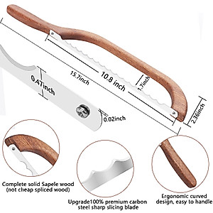 Uprichya Wooden Bread Bow Knife -16" Serrated Bagel Knife – Sourdough Cutter Fiddle Bow Bread Slicer Knife for Homemade Bread, Premium Stainless Steel Saw