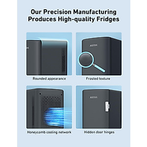 AstroAI Mini Fridge 2.0 Gen, 6 Liter/8 Cans Makeup Skincare Fridge 110V AC/ 12V DC Portable Thermoelectric Cooler and Warmer Little Tiny Fridge for Bedroom, Cosmetics, Christmas (Dark Grey)