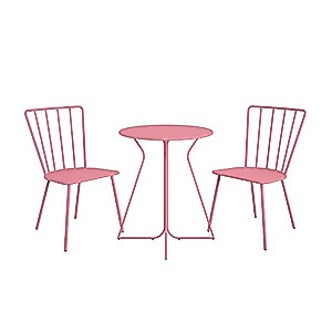 Novogratz Poolside Gossip Collection, Heidi Outdoor/Indoor Bistro Set, 3 Piece, Pink
