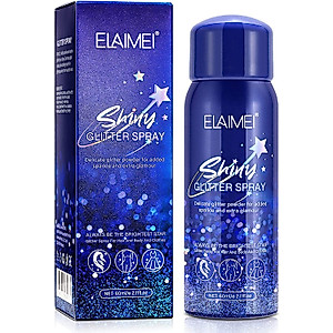 Shiny Glitter Spray, Body and Hair Glitter Spray, 2.11fl.oz Spray Glitter Body Glitter for Women, Spray On Glitter Fine Glitter Body Shimmer Party Rave Festival Accessories