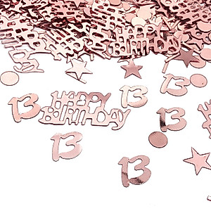 TFYU Happy Birthday Party Table Confetti - Twinkle Stars Foil Metallic Sequins Confetti and Special Events Table Scatters Decorations Confetti Decorations about 700pcs（Rose gold） (13 years old)