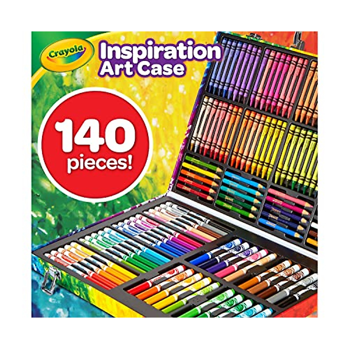 Crayola Inspiration Art Case Coloring Set - Rainbow (140ct), Art Kit For Kids, Includes Markers, Crayons, & Colored Pencils, Easter Gifts & Toys [Amazon Exclusive]