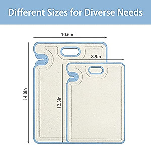 PICKWILL Plastic Cutting Board Set, Plastic Chopping Boards for Kitchen with Knife Sharpener, BPA Free Cutting Boards with Juice Grooves Easy-Grip Handle, Non-Slip, Non-Porous, Dishwasher Safe