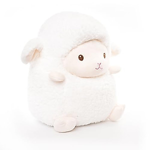 WEIGEDU 14 inches Adorable White Sheep Stuffed Animal - Soft Lamb Plush Toy Pillow with Embroidered Eyes, Fluffy Cushion for Kids, Babies, Birthday, Easter, and Bedtime Gifts
