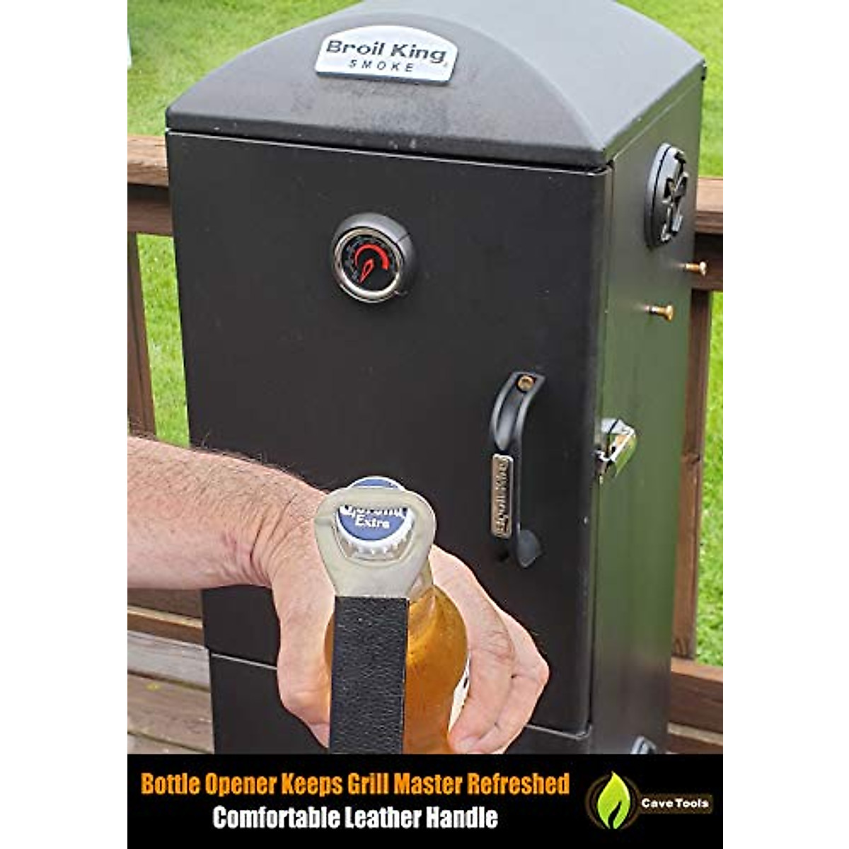 Cave Tools Bristle-Free Metal Grill & Griddle Scraper - Includes Bottle Opener - Barbeque Brush Substitute - BBQ Grill Accessories, Stainless Steel