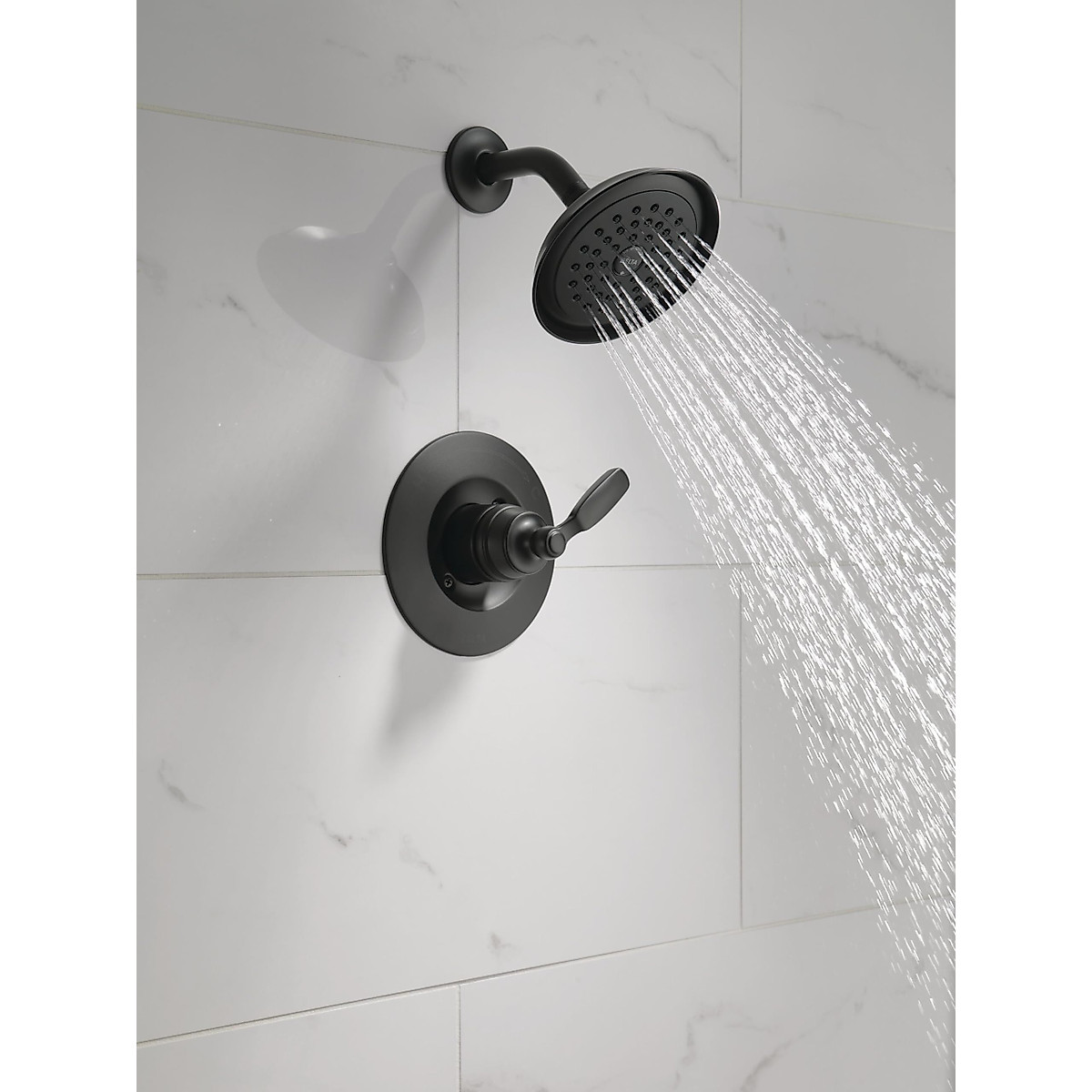 Delta Faucet Woodhurst 14 Series Single-Function Shower Faucet Set, Full Body Spray Shower Head, Shower Handle, Black Shower Faucet, Delta Shower Trim Kit, Matte Black T14232-BL (Valve Not Included)