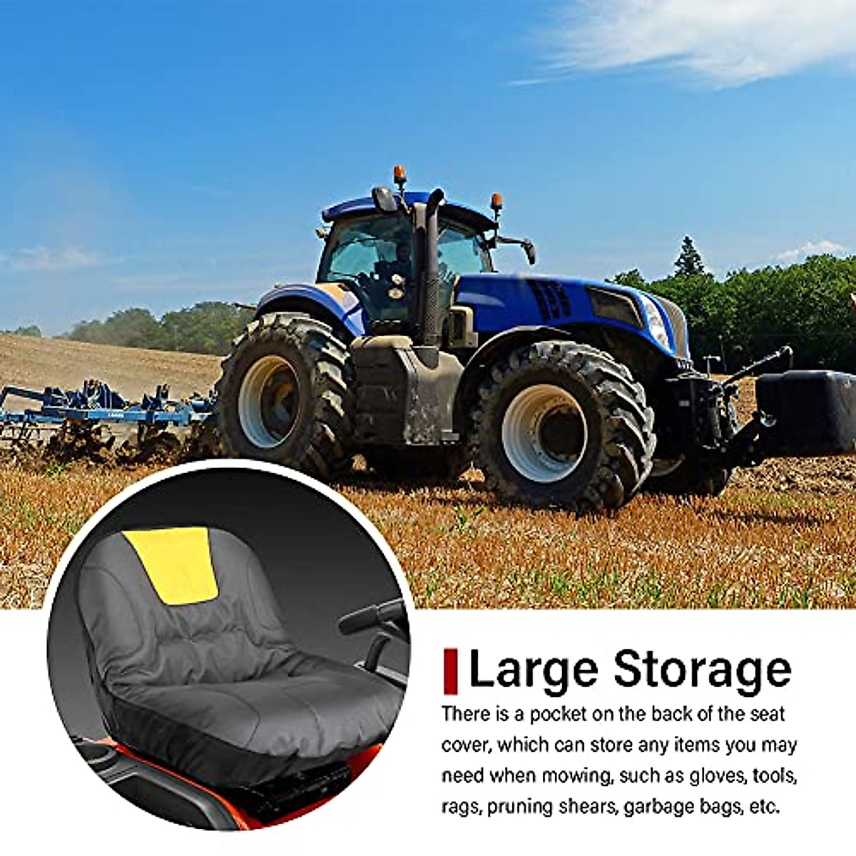 EMVANV Lawn Mower Seat Cover, Garden Protective Case Seat Cover, Heavy Duty Elastic Band Lawn Mower Anti Slip Seat Cover, Waterproof Tractor Seat Cover for Riding Lawn Mower(Grey)