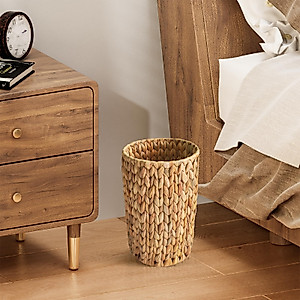 Endymion 2 Gallon Wicker Trash Can,Wicker Waste Basket for Bedroom,Water Hyacinth Wicker Trash Basket,Boho Decor Farmhouse Small Bathroom Trash Can,Round