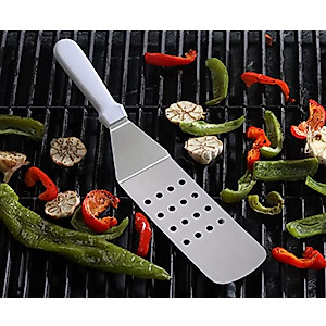 New Star Foodservice 36176 Plastic Handle Flexible Grill Turner/Spatula, Perforated, 14.5-Inch, White