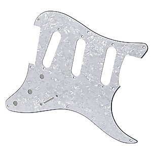 IKN 8 Hole Strat Pickguard Electric Guitar Pickguard Scratch Plate with Screw for Vintage Style Strat Guitar Parts, 4Ply White Pearl