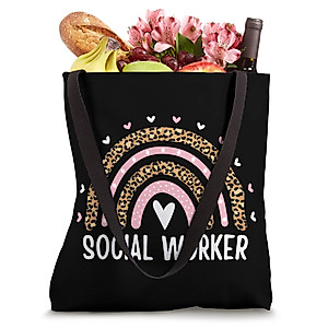 Cute Social Worker Leopard Rainbow Women Social Work Funny Tote Bag