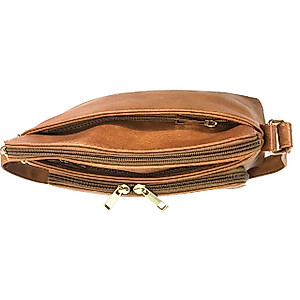 Zzfab Small Multi-pocket Faux Soft Leather Cross Body Purse with Side Organizer Brown