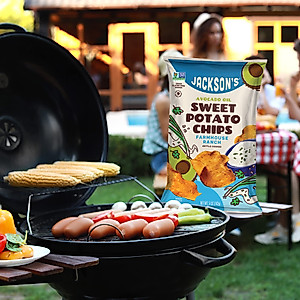 Jackson’s Sweet Potato Farmhouse Ranch Kettle Cooked Chips - with Premium Avocado Oil (5 oz, Pack of 7) - Gluten-Free, Peanut Free, Vegan, Allergen-Friendly - Shark Tank Product