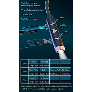 Jarvis 3k Flashlight Wireless Headphone Neckband Reading Light With Bluetooth Earbuds (Pink)