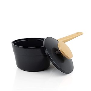 LOCK & LOCK Minimal Black Aluminum Cookware Sauce Pan, 3 Quart