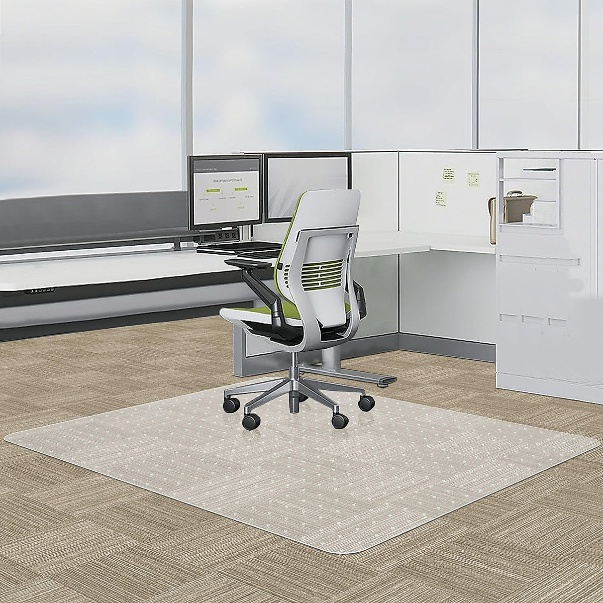 HOMEK Large Office Chair Mat for Carpeted Floors, 45" x 53" Clear Desk Chair Mat for Low Pile Carpet- Easy Glide Carpet Protector Mat for Office Chair