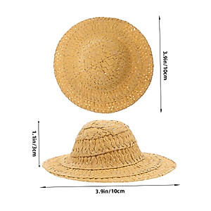 CIMAXIC 12pcs Mini Hat Crafts Straw Hat Tiny Straw Hats Hat Photo Props Caps Small Party Hats Adorable Hat Adornment Miniature Little Straw Hat Mini House Adornment Model Light Brown Paper