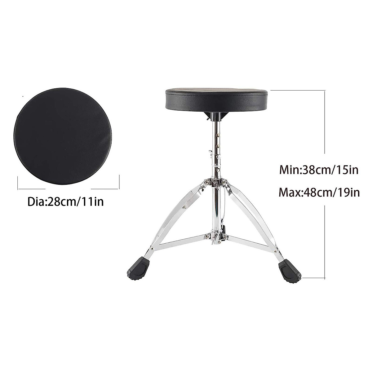 Drum Stool,Adjustable Height Seat,Round Portable Chair with Anti-Slip Feet for Drum Beginners