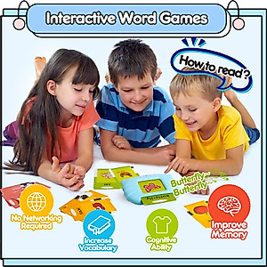 Toddler Flash Cards Learning Toys for 2 3 4 5 6 Year Old Reading Machine with 112 Pcs Flash Cards 224 Words Preschool Learning Activities for Toddlers Kids Birthday Gifts (Blue)