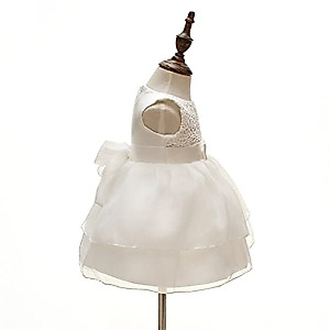 Coozy Toddler Baby Girl Dress Princess Christening Baptism Gowns Pageant Bow Formal Dresses (Ivory, 12M/12-15months)