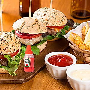 WXOIEOD 4 Pieces Mini Ketchup Bottle for Bento Box Accessories, 25ml Condiment Squeeze Bottles Empty Plastic Salad Dressing Container Tomato Ketchup Condiments Squirt Squeezable Jar for Sauces Syrup