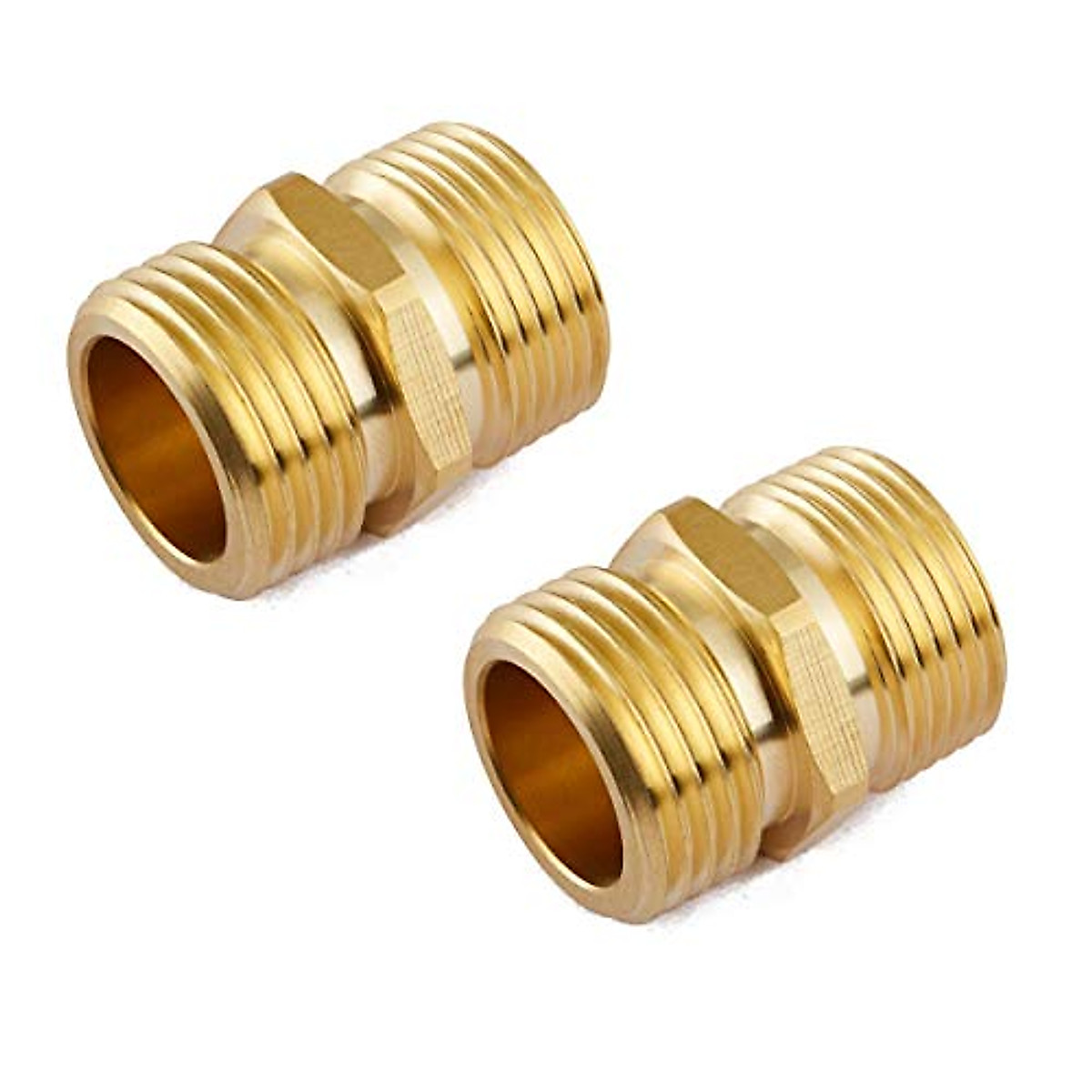 LitOrange (2 Pack Lead-Free Brass Garden Hose to Pipe NPT Fitting Connect, Green Thumb Quick Swivel Connector Adapter,Double Male Thread Size GHT 3/4" x 3/4 NPT Male Inch or 1/2" NPT Female